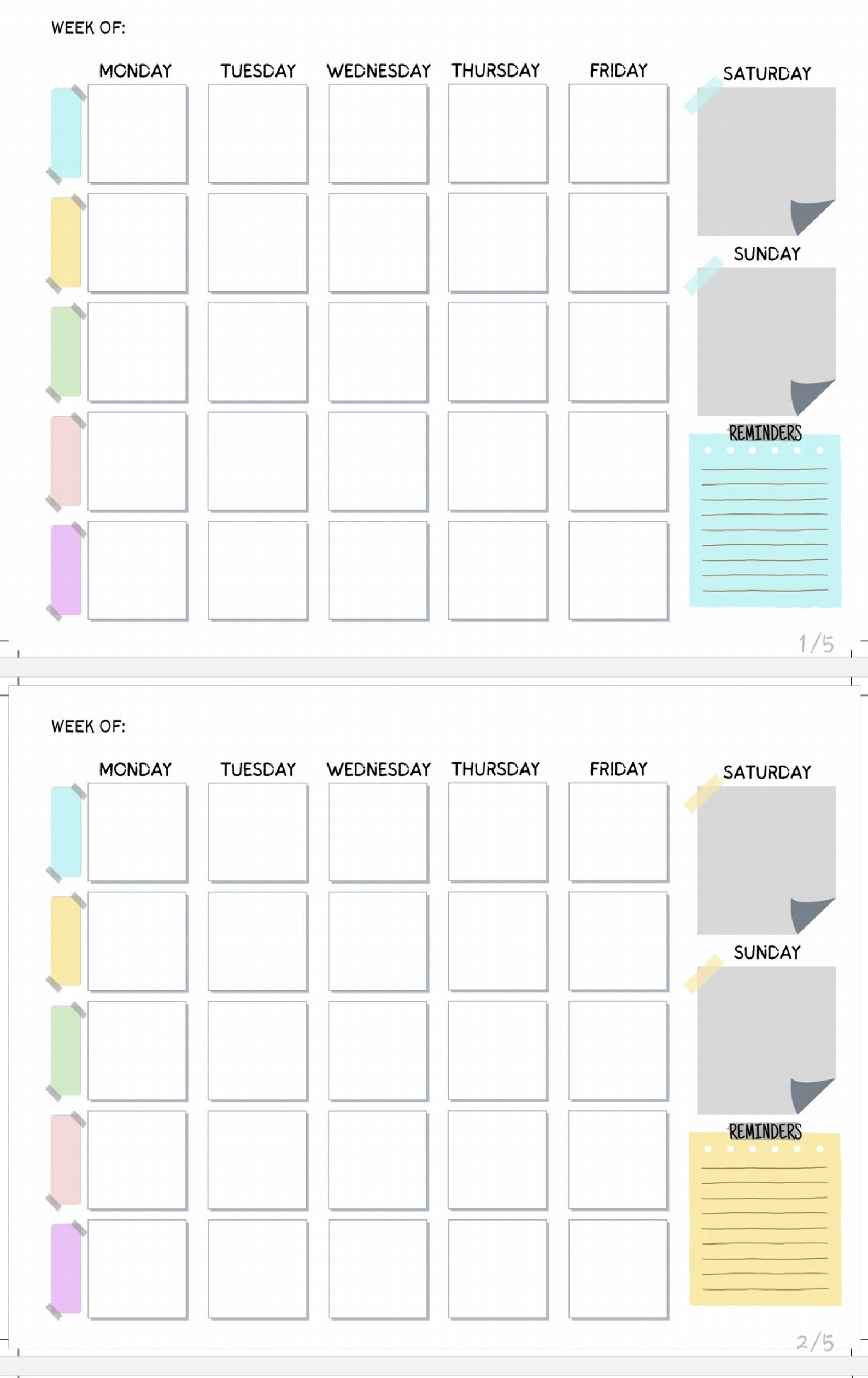 Post-its Weekly Planner Template - Etsy