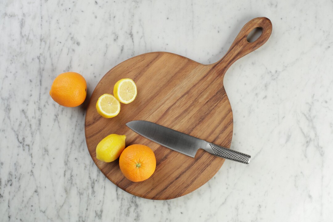 Round Serving Board With Handle - Conacaste Wood - Handmade Fair Trade ...