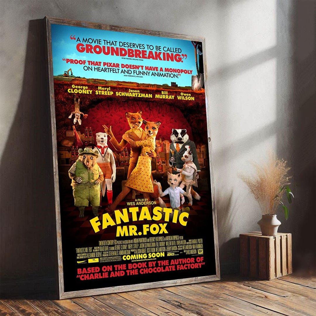 Fantastic Mr. Fox Movie Poster, Classic Vintage Canvas Poster, Home ...