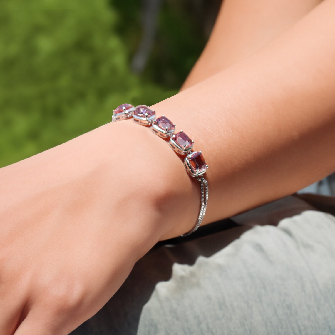 Zultanite Gemstone 925 Sterling Silver Bracelet, Color Changing Turkish ...