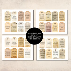 Set of 32 Printable Vintage Bible Verse Tags for Junk Journals, Vintage ...