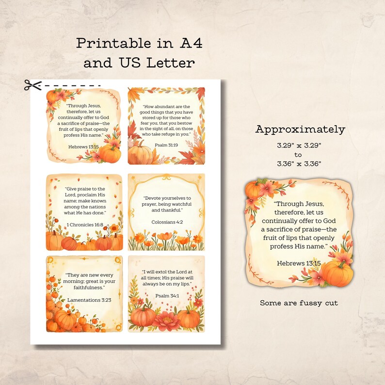 Autumn Bible Verse Cards: Vintage Scripture Ephemera (digital Download ...