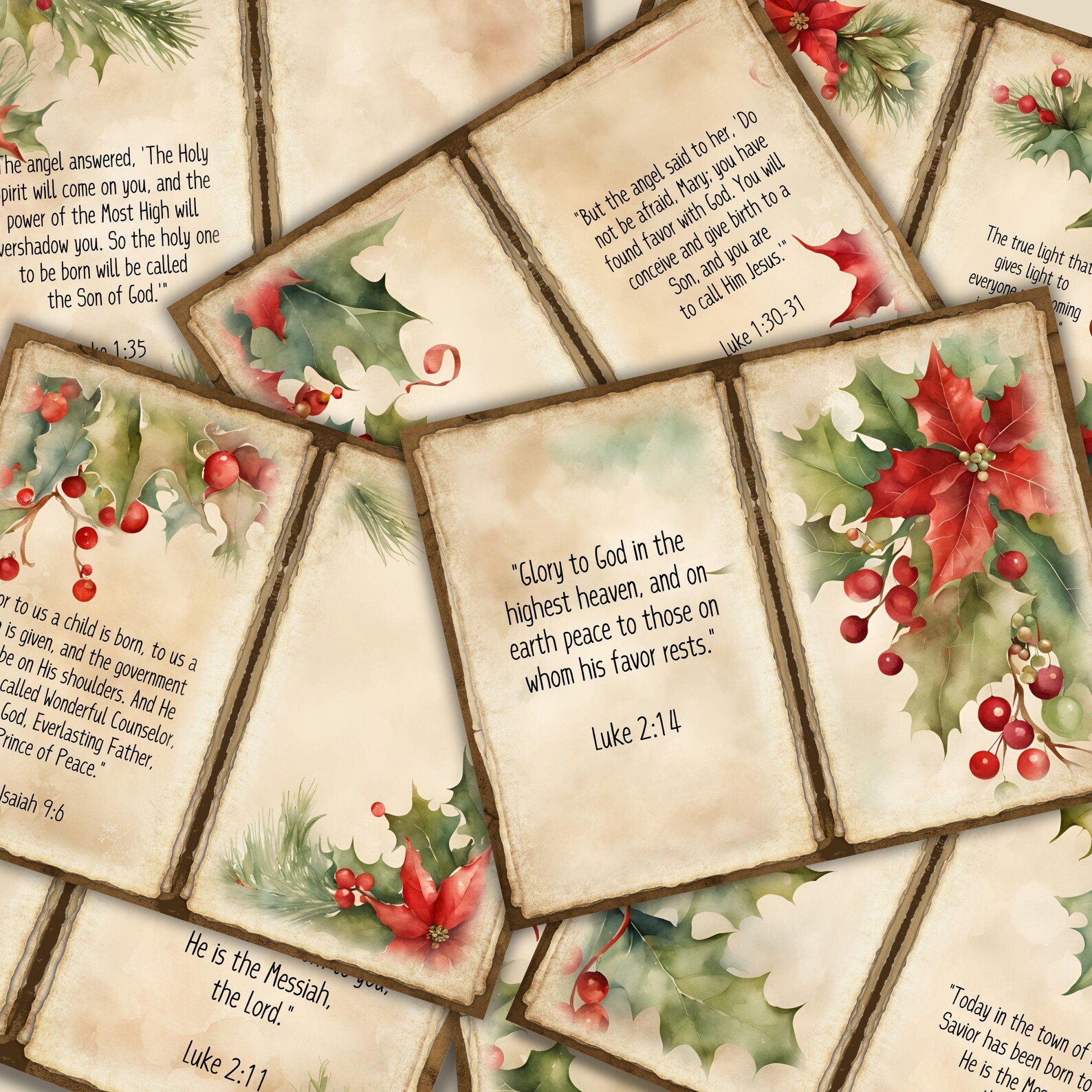 Christmas Bible Verse Junk Journal Printable, Digital Papers ...