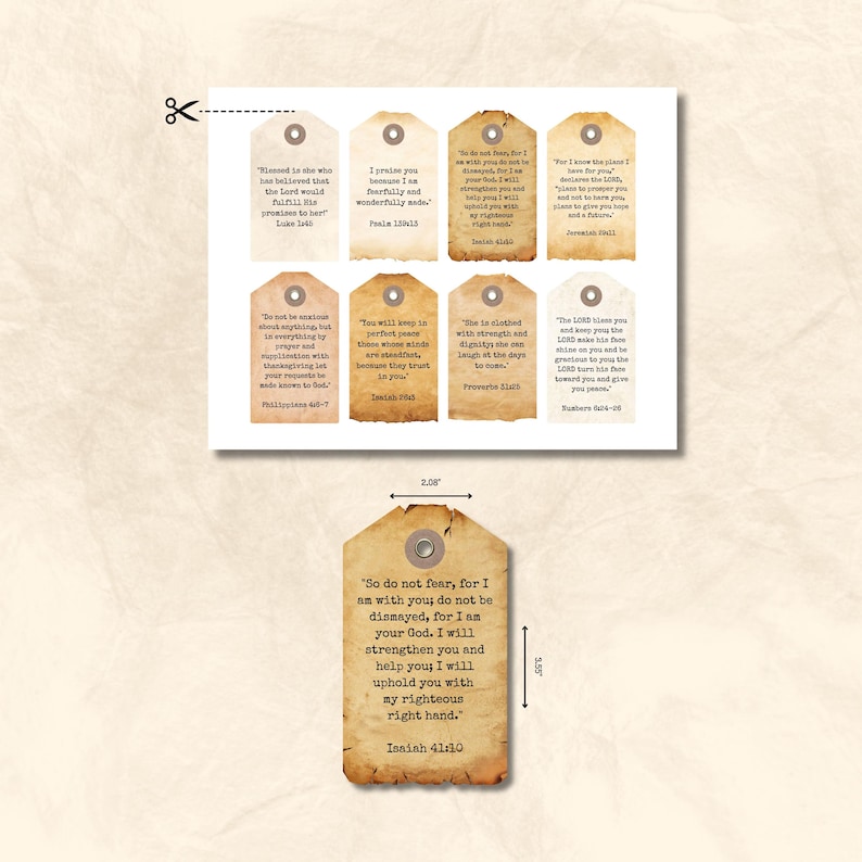 Set of 32 Printable Vintage Bible Verse Tags for Junk Journals, Vintage ...