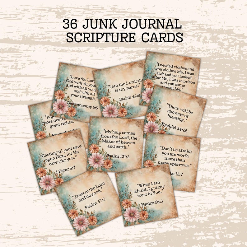 Vintage Boho Scripture Cards Scrapbooking Ephemera, Religious Junk ...