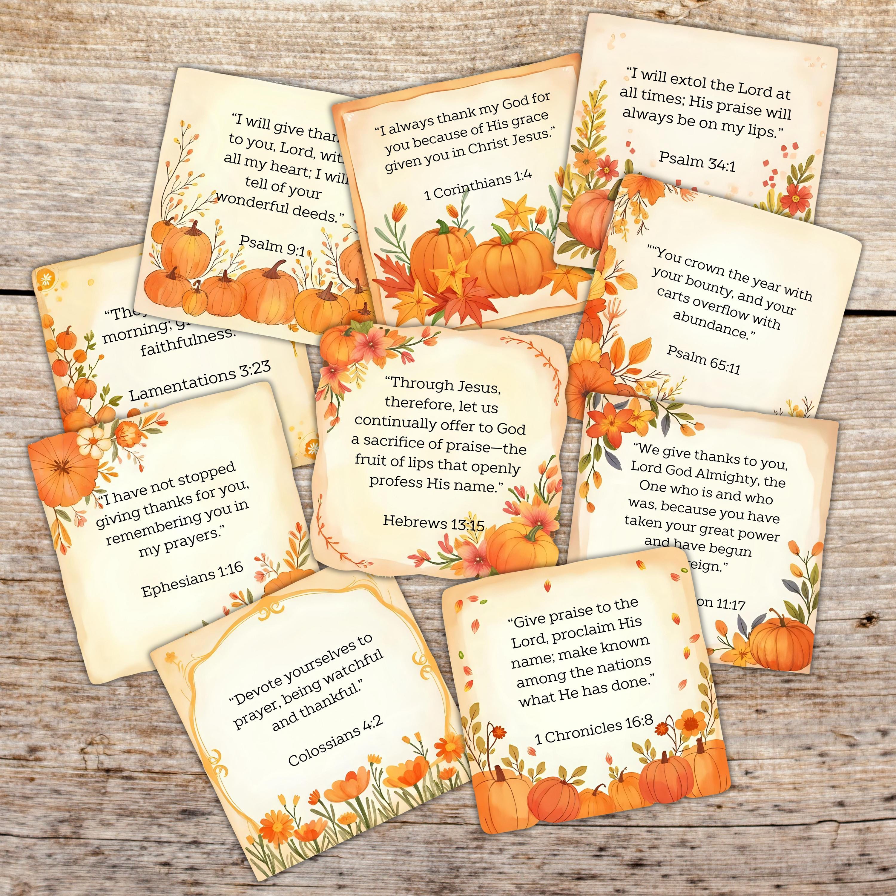 Autumn Bible Verse Cards: Vintage Scripture Ephemera (digital Download ...