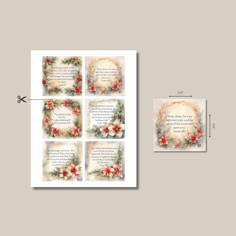 Christmas Bible Verse Cards, 36 Printable Scripture Cards for Junk ...
