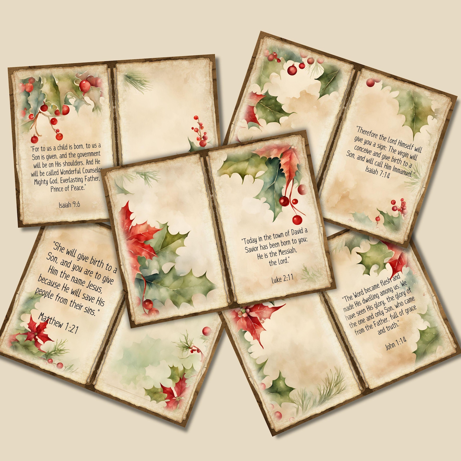 Christmas Bible Verse Junk Journal Printable, Digital Papers ...