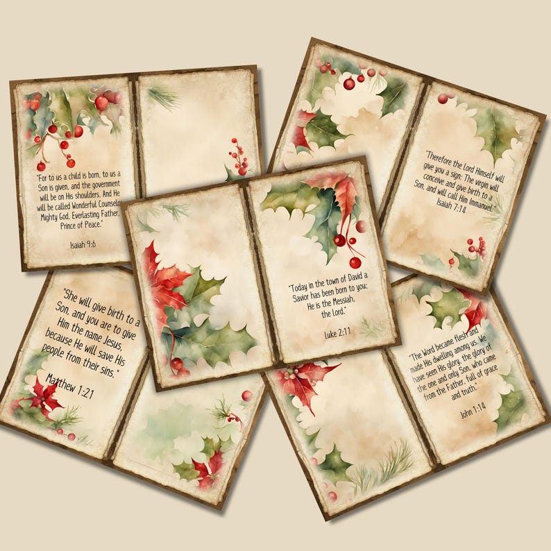 Christmas Bible Verse Junk Journal Printable, Digital Papers ...