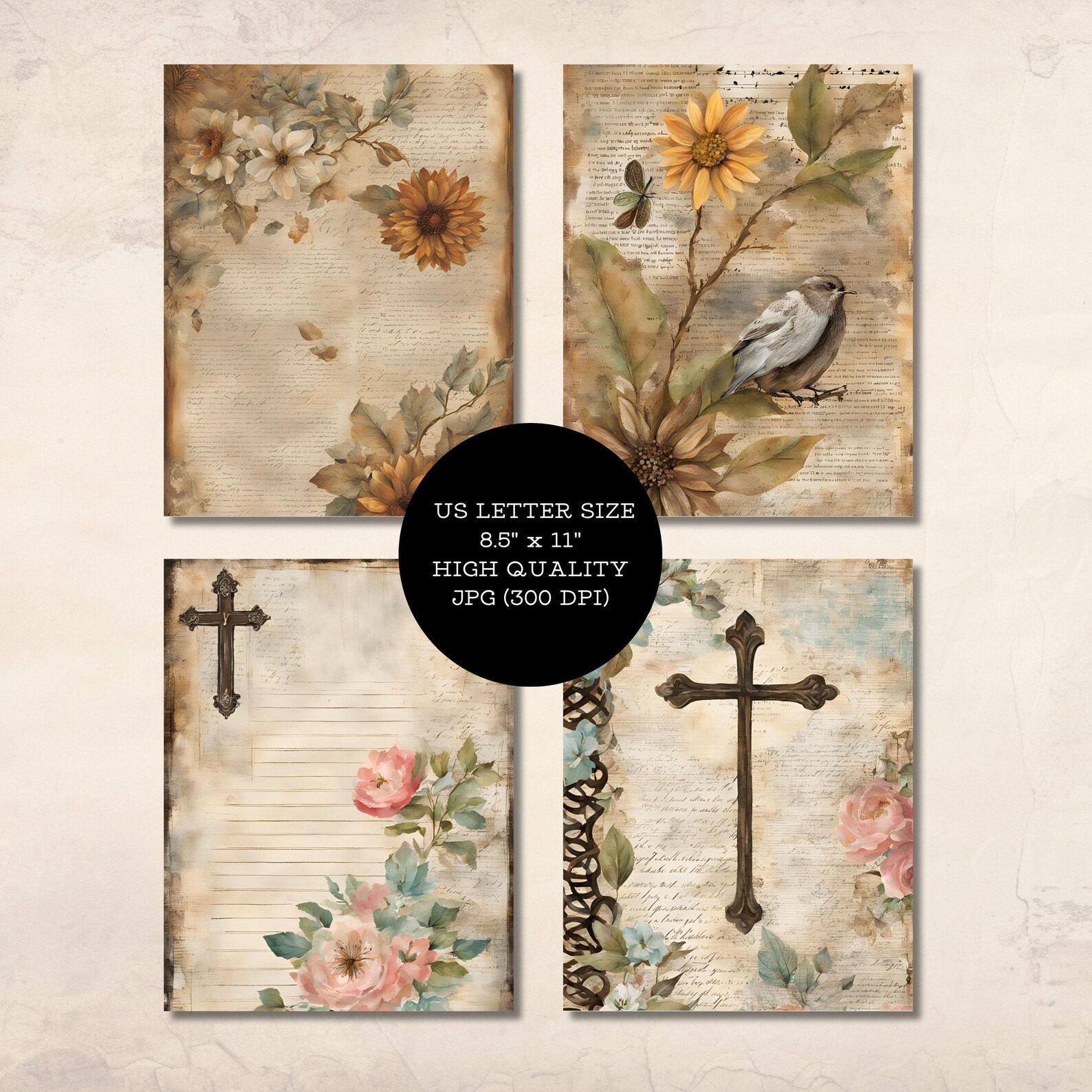 Scripture Junk Journal Printable Pages, Vintage Papers, Scrapbooking ...