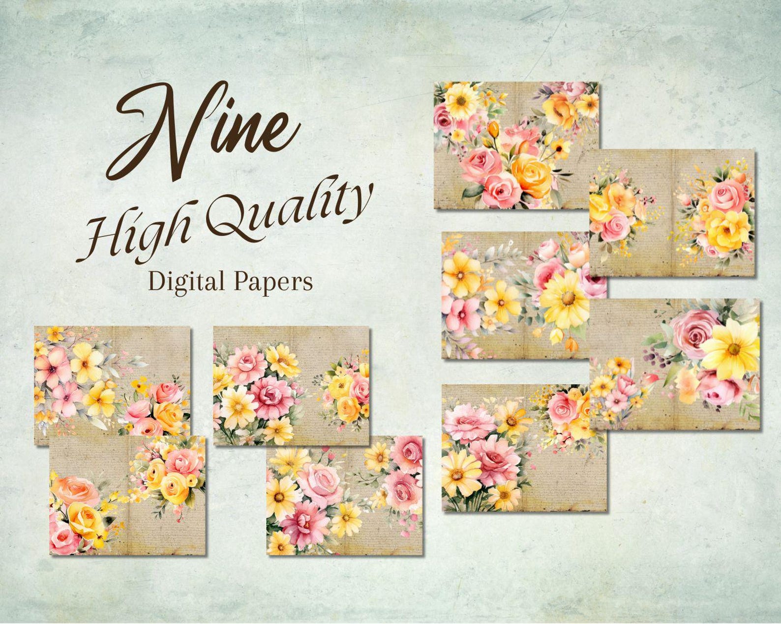 Watercolor Pink Lemonade Flowers Junk Journal Pages (digital Download ...