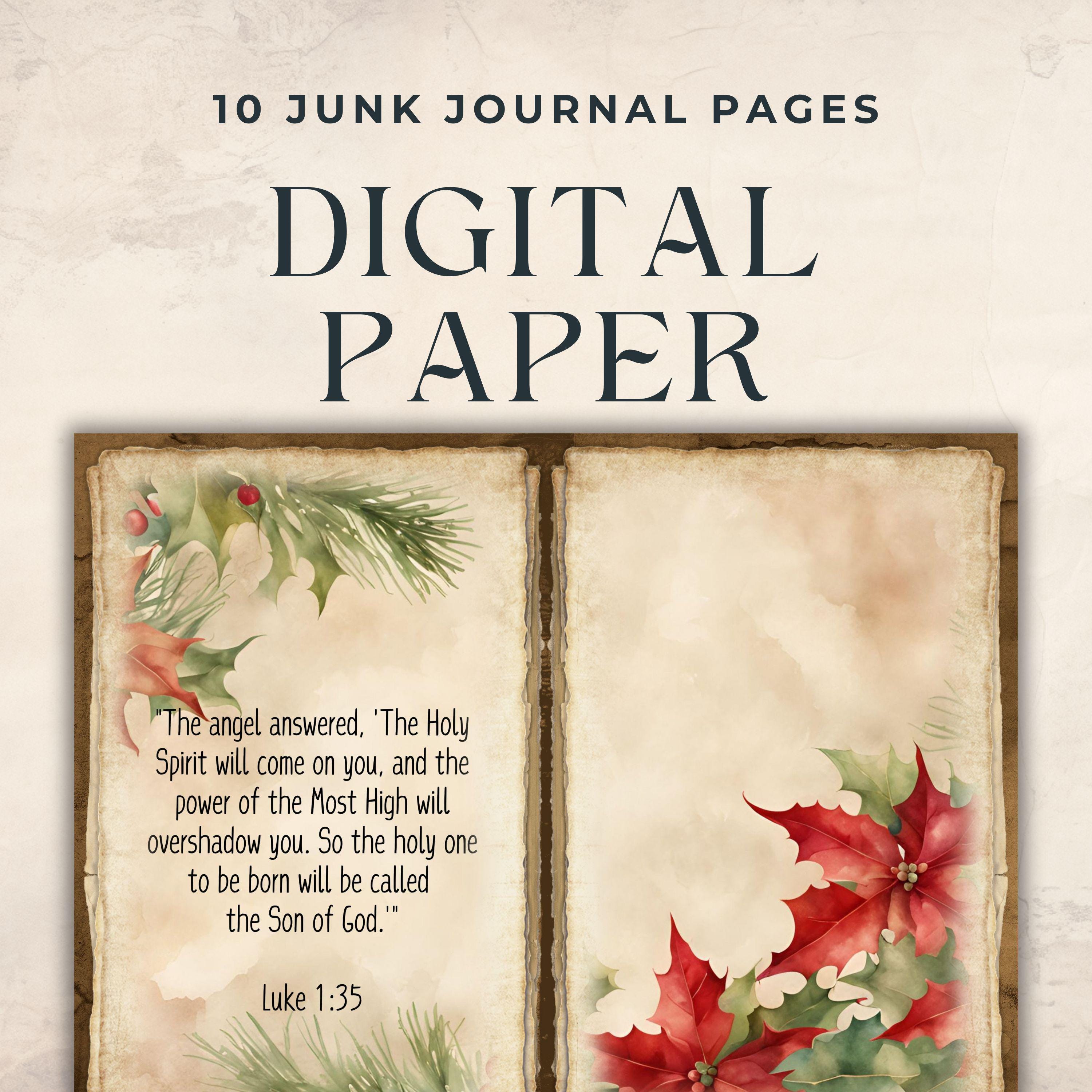 Christmas Bible Verse Junk Journal Printable, Digital Papers ...