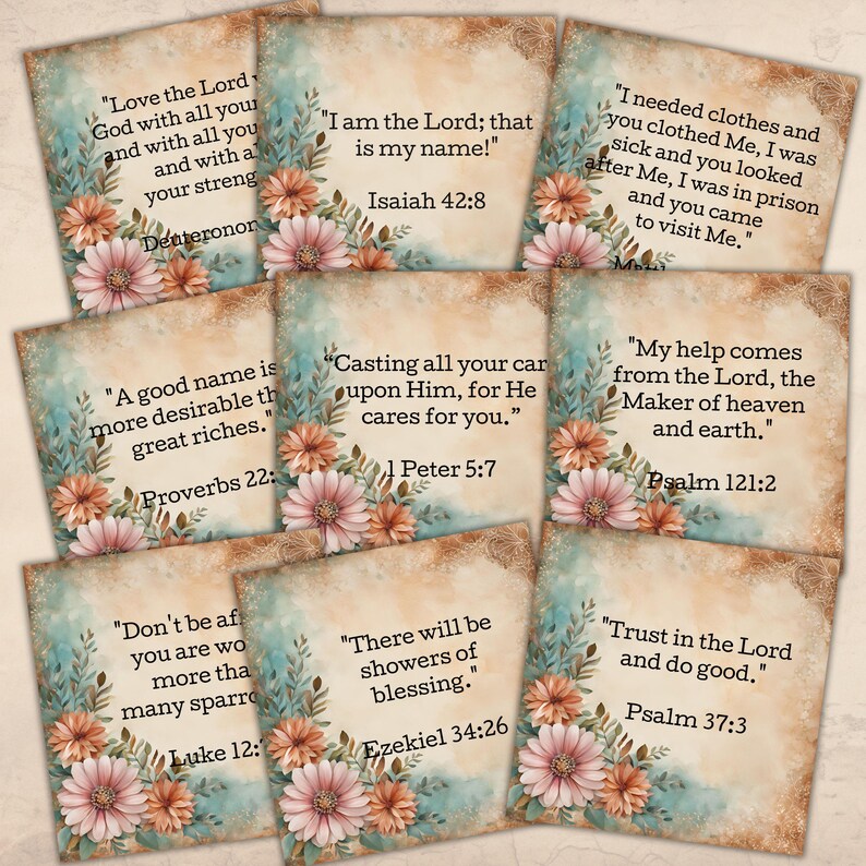 Vintage Boho Scripture Cards Scrapbooking Ephemera, Religious Junk ...