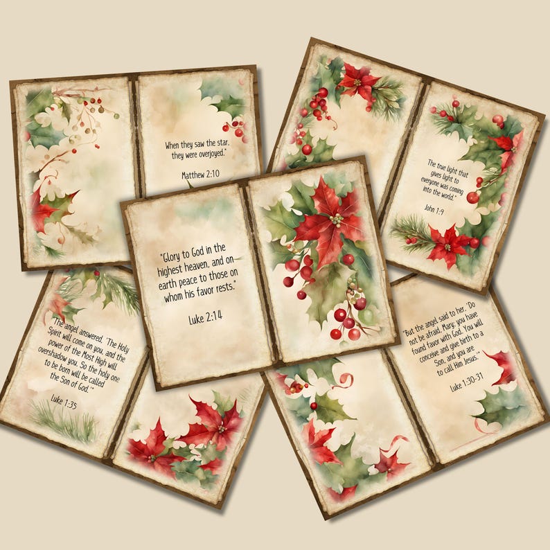 Christmas Bible Verse Junk Journal Printable, Digital Papers ...