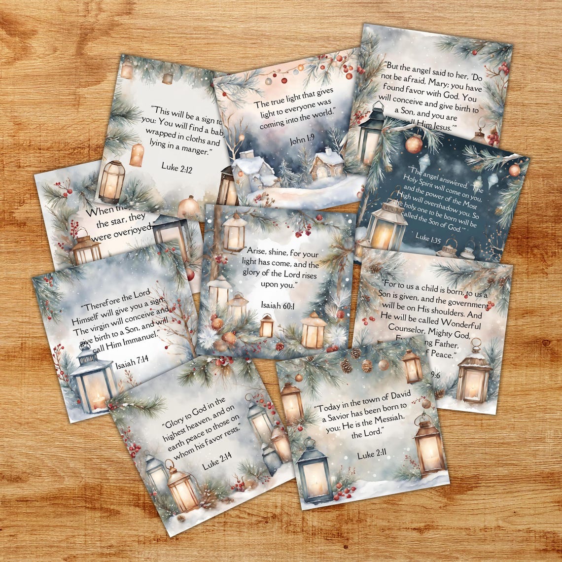 36 Printable Christmas Bible Verse Cards, Scripture Cards for Junk ...