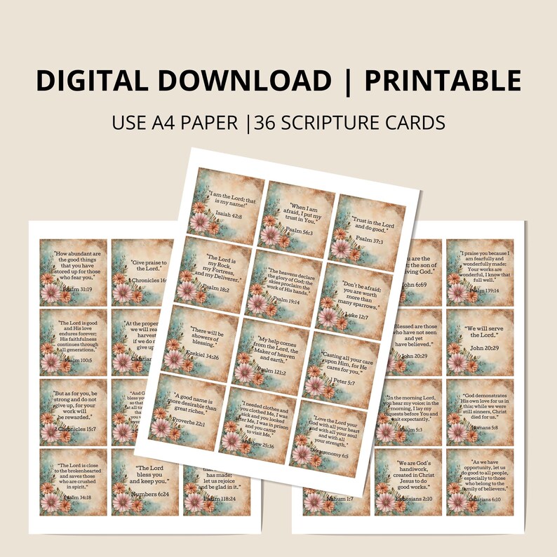 Vintage Boho Scripture Cards Scrapbooking Ephemera, Religious Junk ...