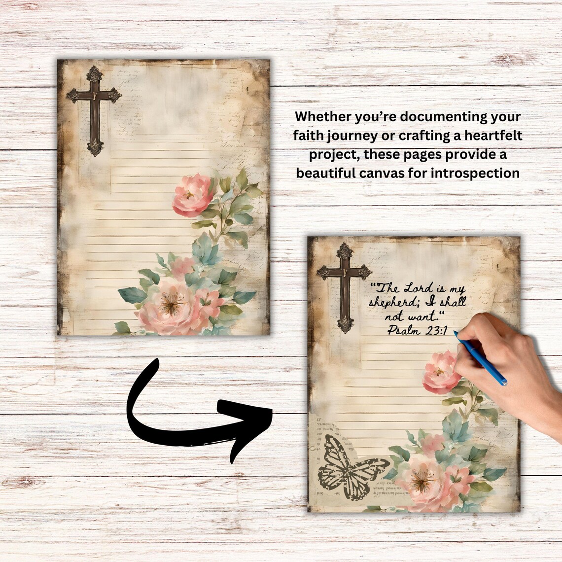 Scripture Junk Journal Printable Pages, Vintage Papers, Scrapbooking ...