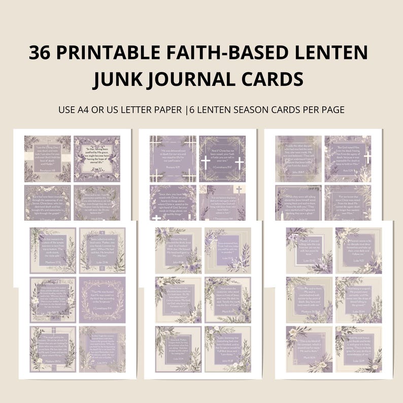 Lenten Bible Verse Cards, 36 Printable Lenten Season and Easter ...