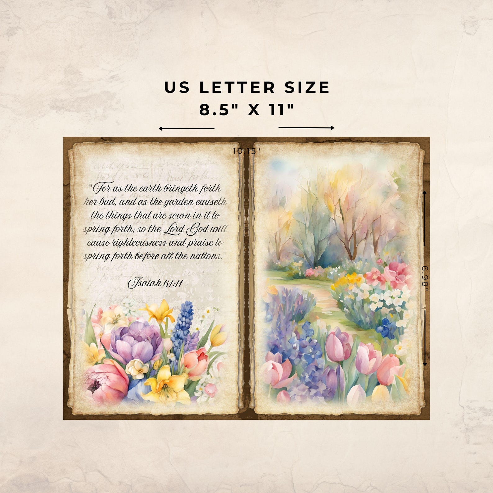 Scripture Junk Journal Pages Printable, Watercolor Spring Wildflower ...