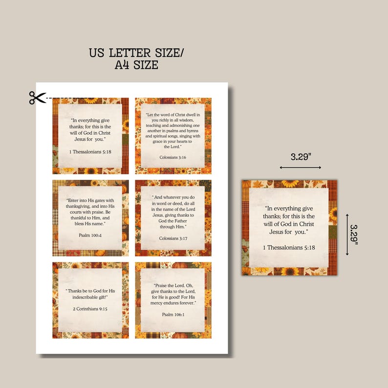 Printable Vintage Autumn Bible Verse Cards: Gratitude and Thanksgiving ...