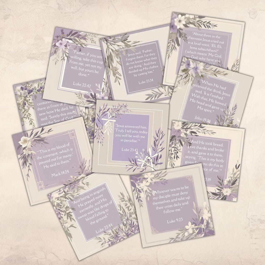 Lenten Bible Verse Cards, 36 Printable Lenten Season and Easter ...