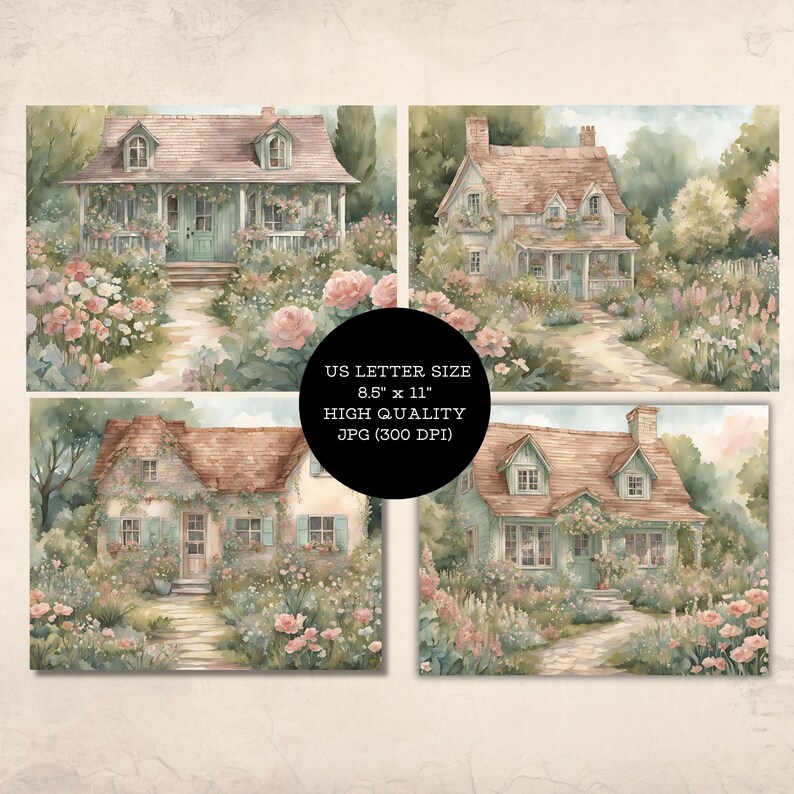 Cottage Garden Junk Journal Printable: Vintage Watercolor Ephemera (20 ...