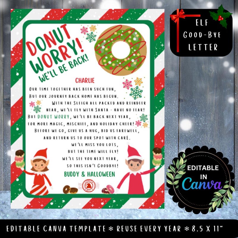 Elf Donut Goodbye - Etsy
