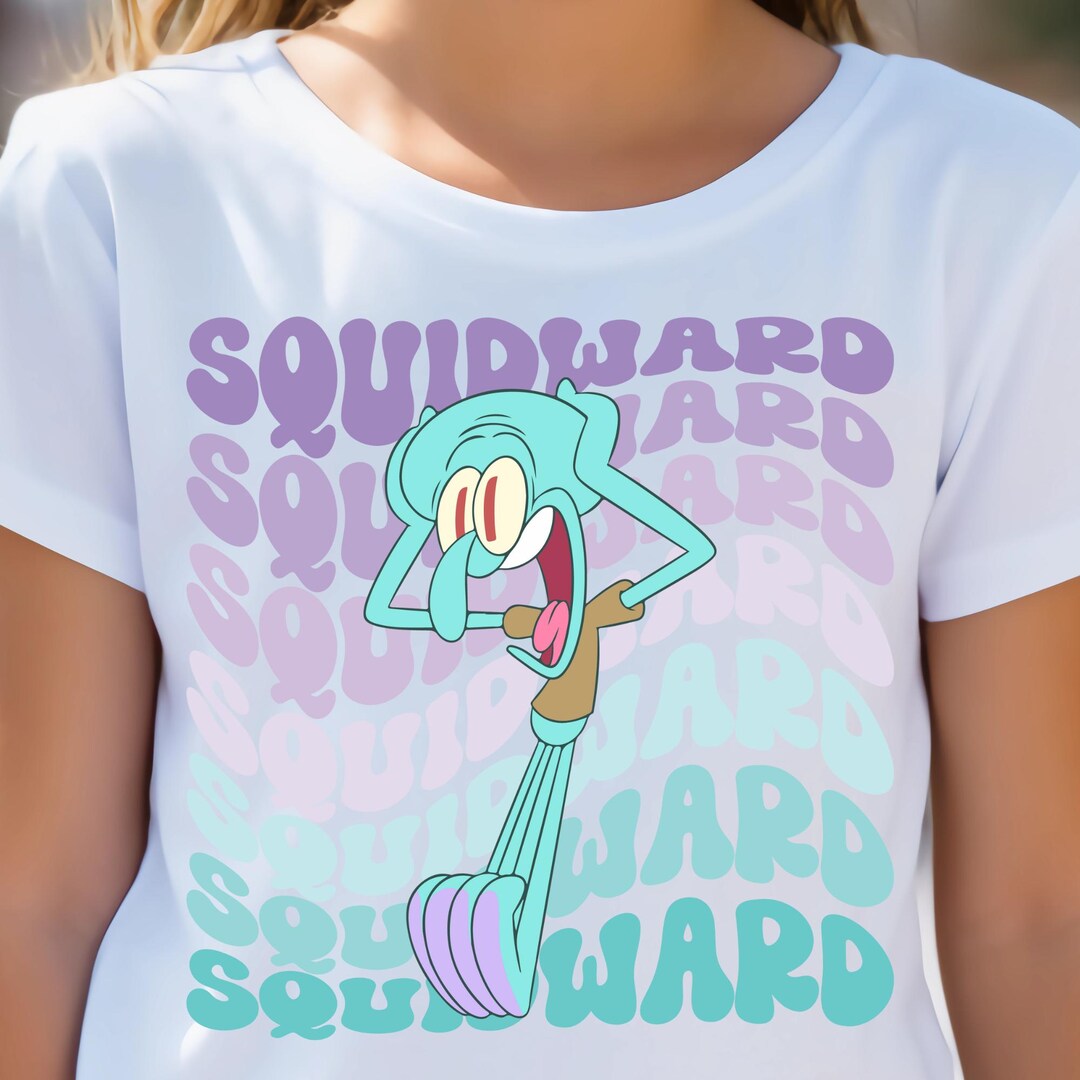 Sponge Squidward Bob Retro Wavy Letters Png T-shirt Design, PNG ...