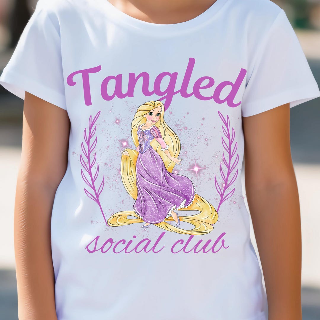 Rapunzel Princess Social Club Tangled Trendy Png T-shirt Design, PNG ...