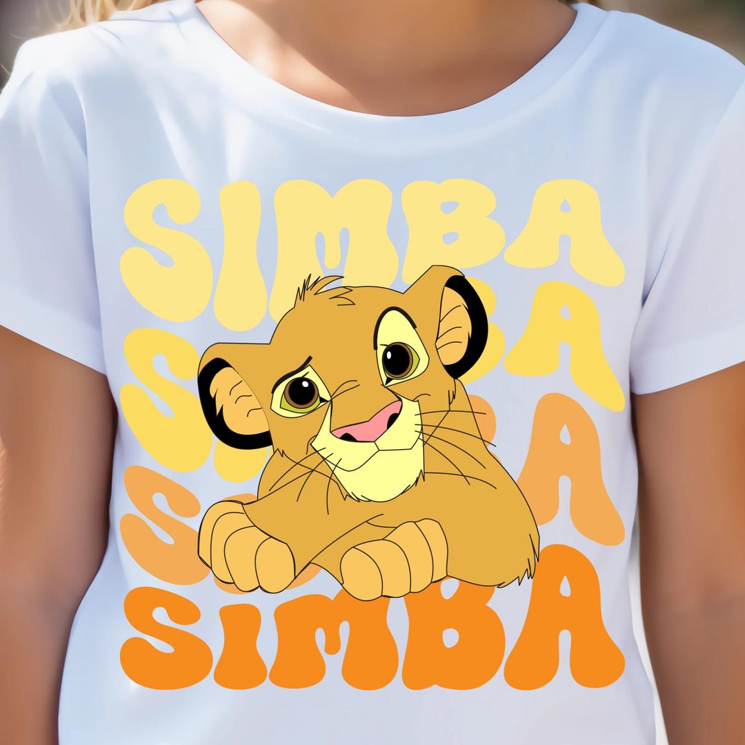 Simba Lion King Retro Wavy Letters Png T-shirt Design, PNG, Digital ...