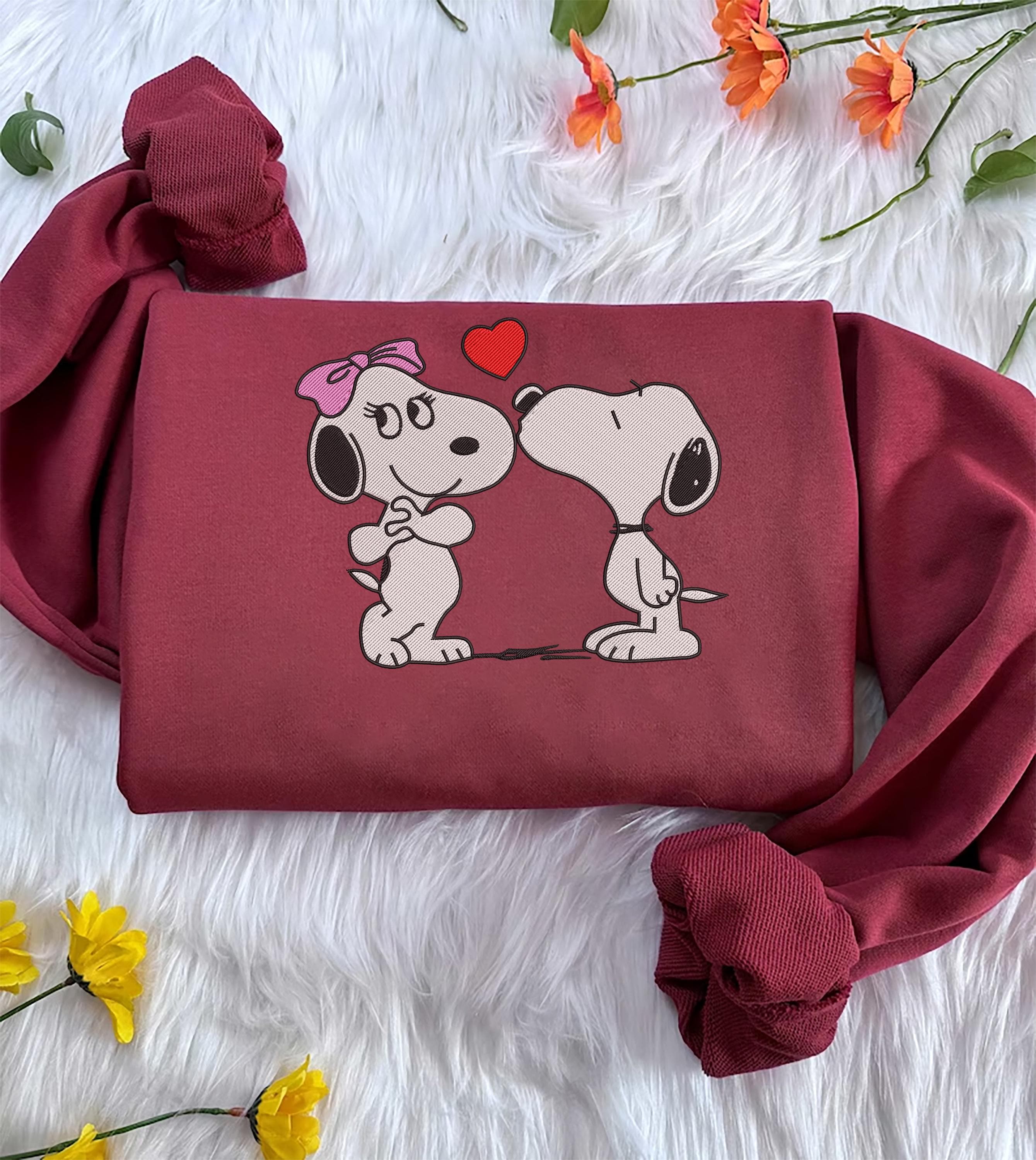 Cute Kissing Snoopy Embroidery Design, Snoopy Valentines Day File ...