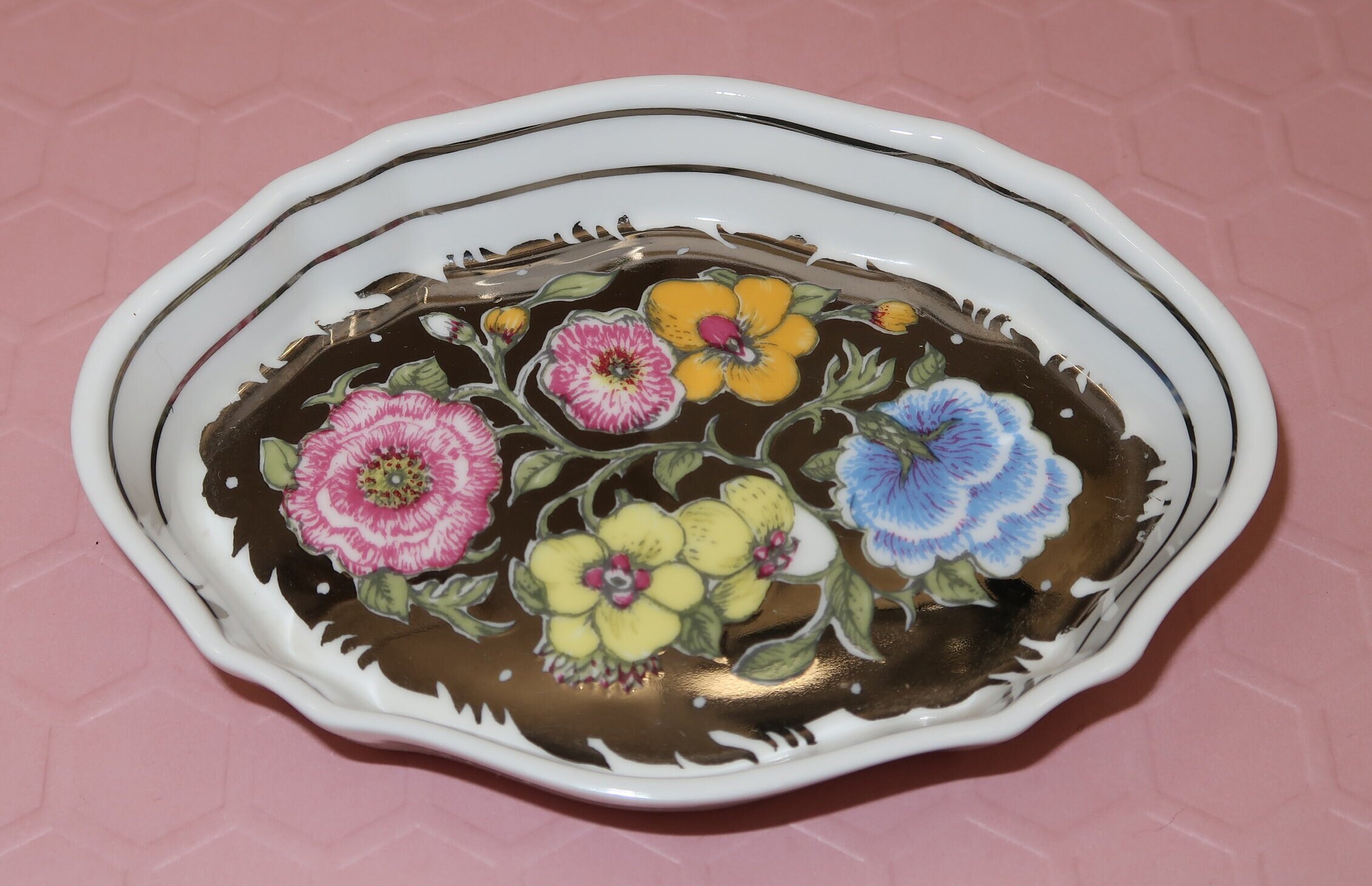 Vtg Wedgwood Floral Lustre Susie Cooper Design Trinket Dish, Bone China ...