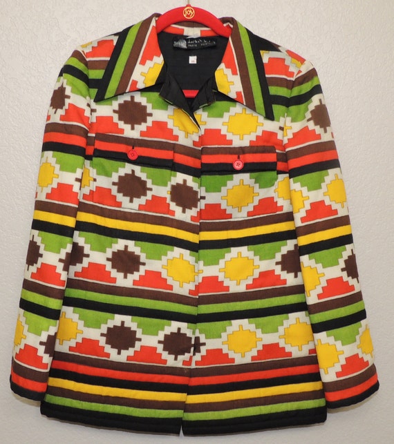 Vtg LANVIN Paris New York Bold Color and Print Jacke… - Gem