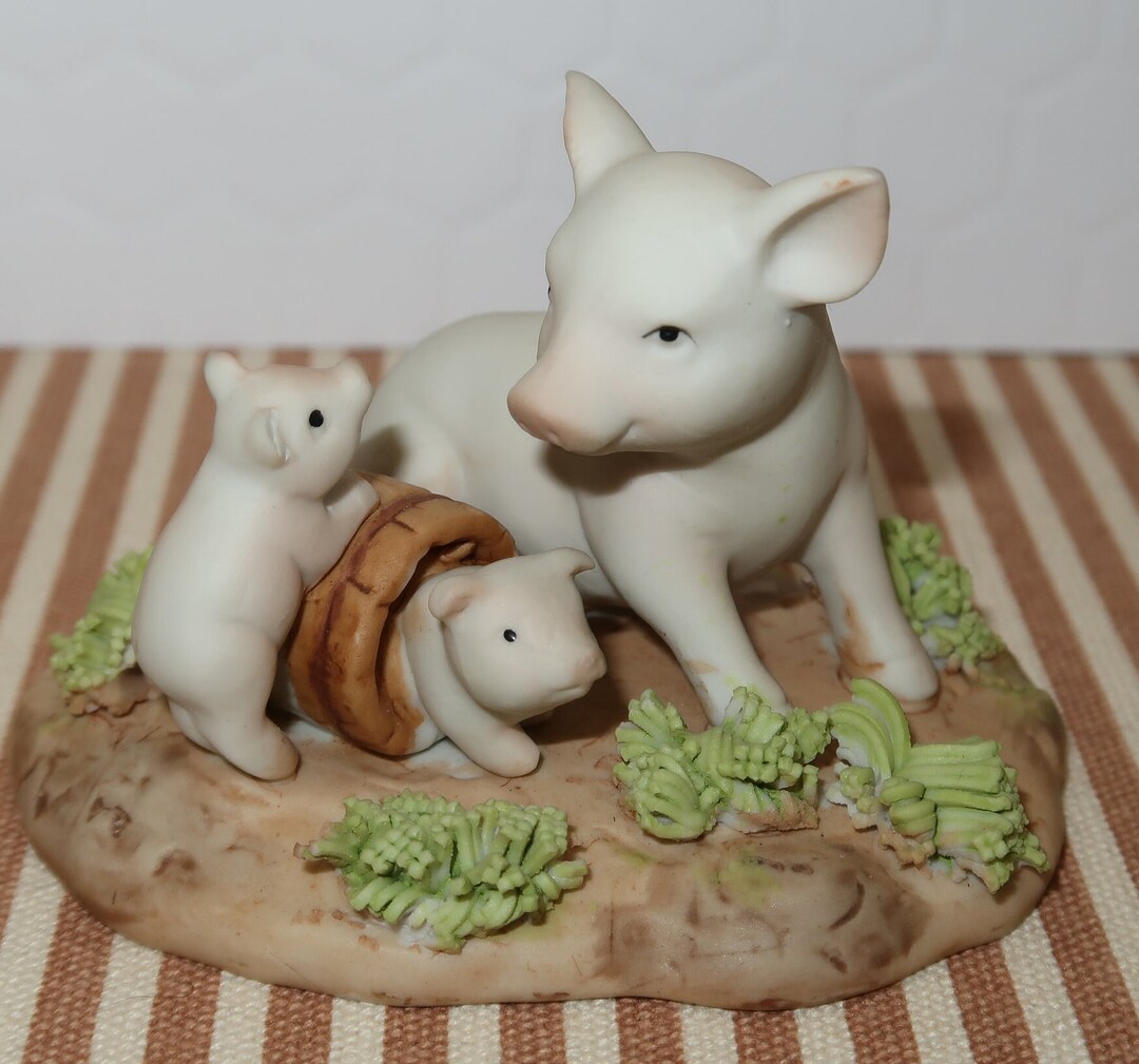1986 Enesco Momma Pig and Two Piglets Ceramic Figurine - Etsy