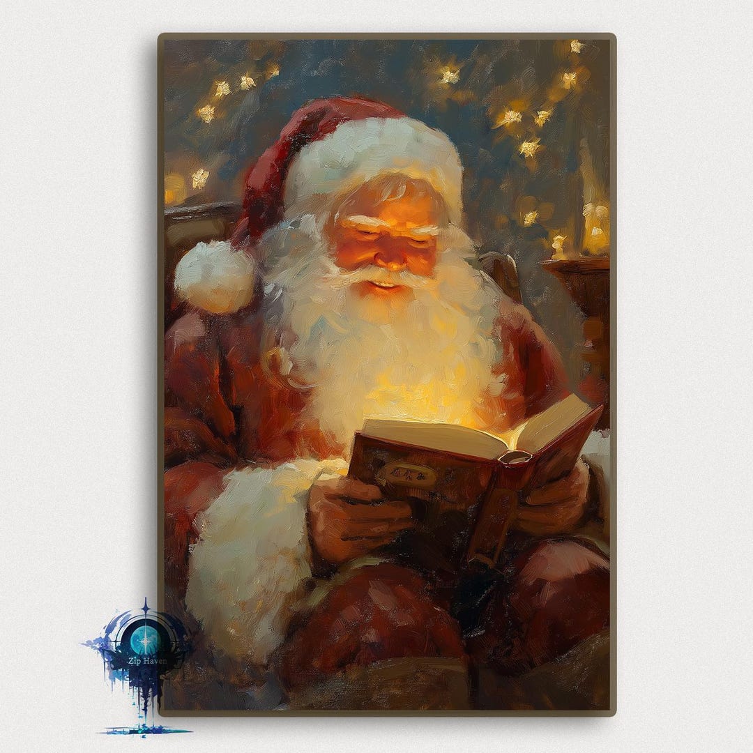 Father Christmas Reading a Book Poster Vintage Classic Movie Poster Art ...