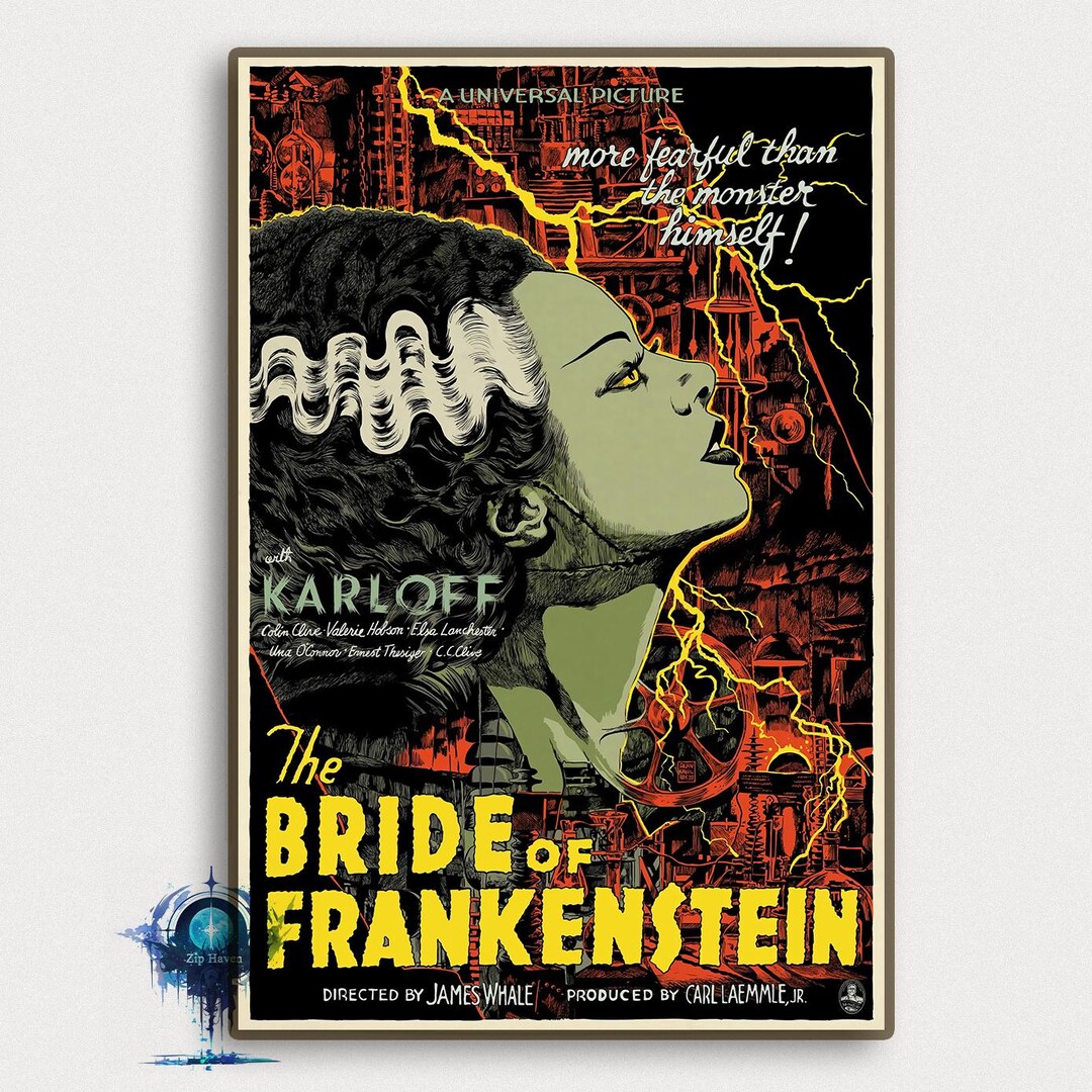 Bride of Frankenstein Movie Poster: Vintage Canvas Art Print - Etsy