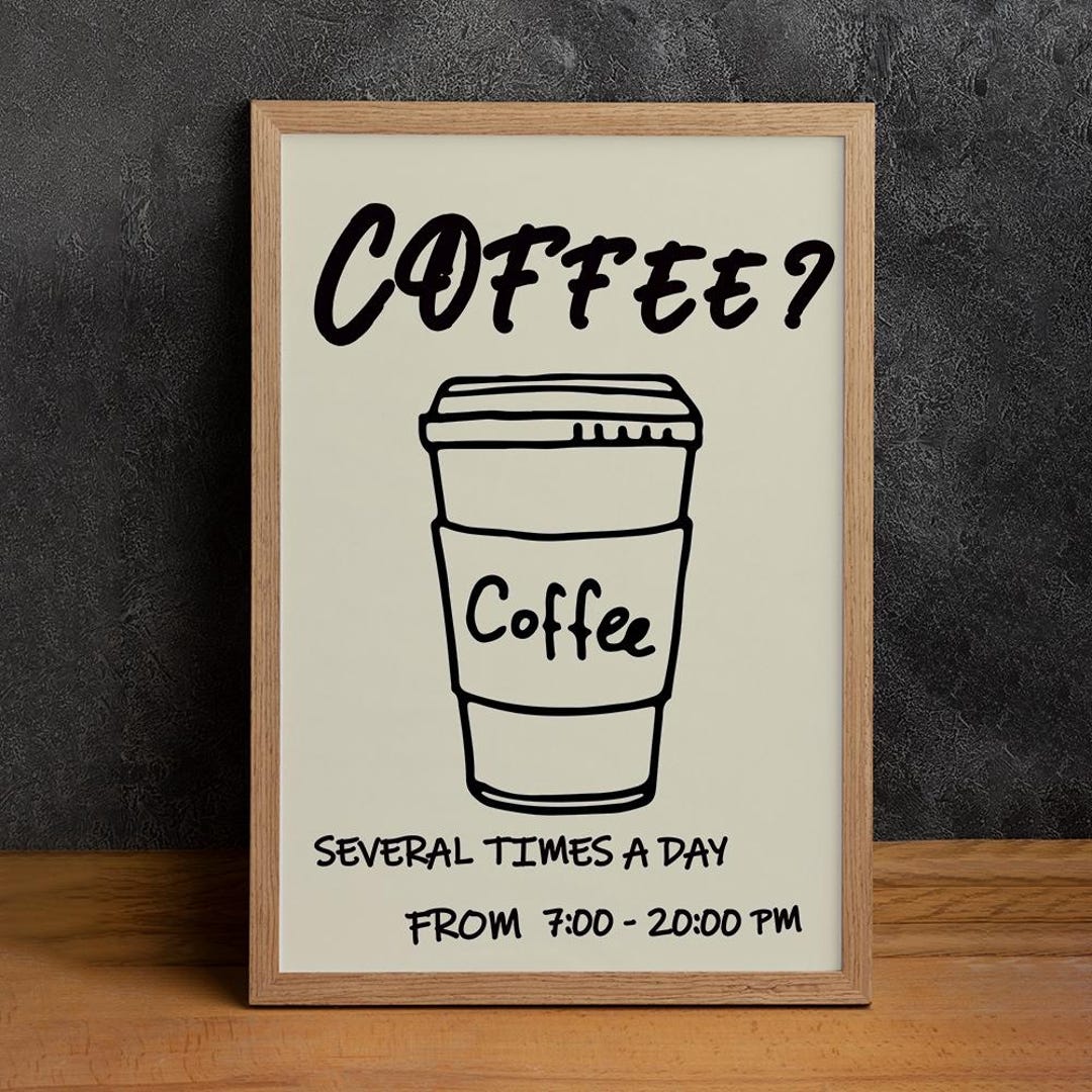 Coffee Poster, Retro Caffe Poster, Coffee Bar Decor, Modern Kitchen ...