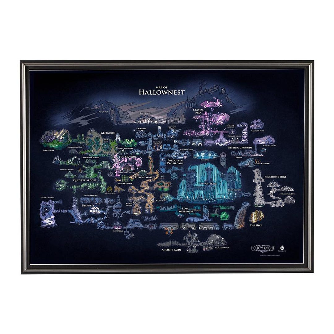 Buy Hollow Knight Map Poster, Hollownest World Map, Game Wall Art, Home ...