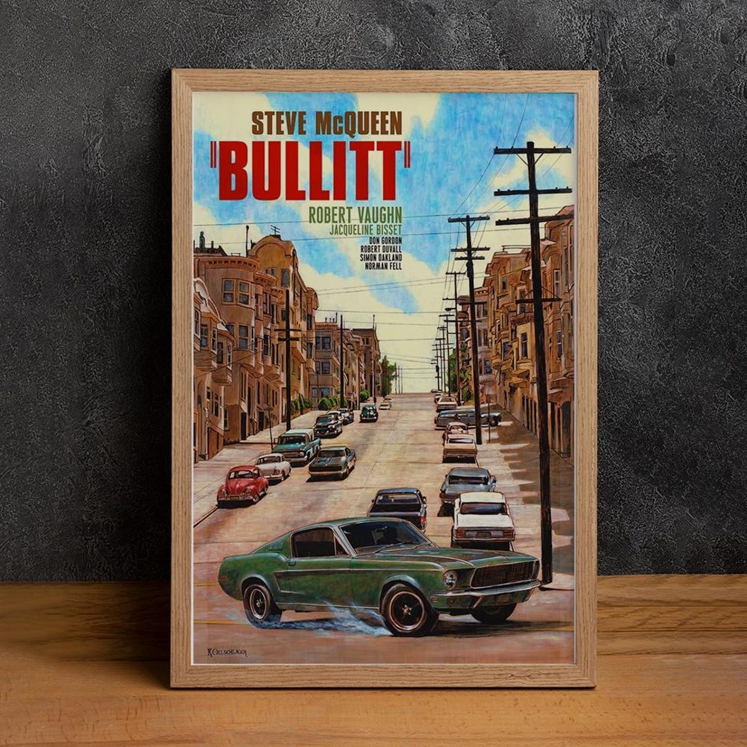 Bullitt Movie Poster, High Quality Canvas Print, Wall Art, Classic ...