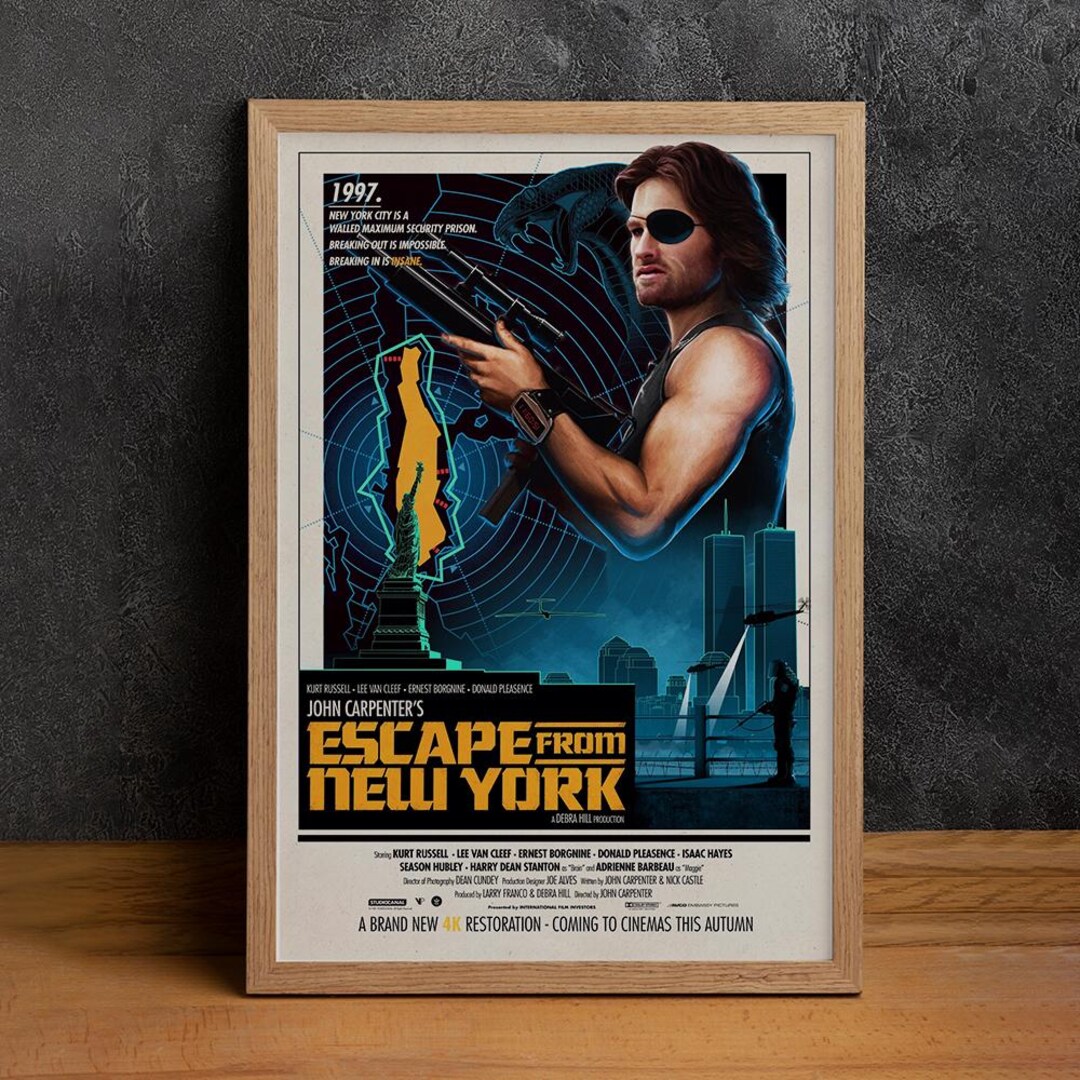 Escape From New York Movie Poster, High Quality Canvas Print, Wall Art ...