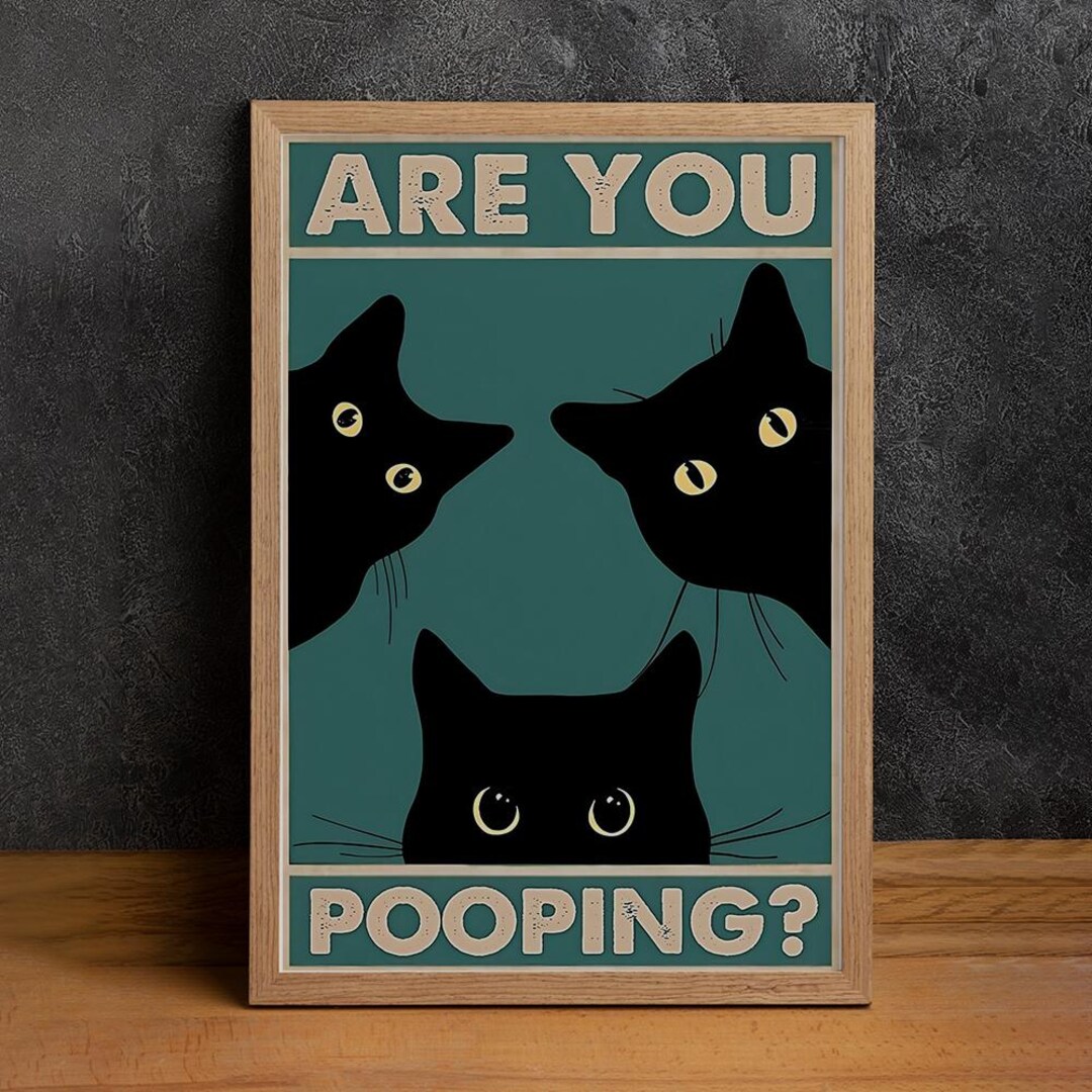 Are You Pooping Cat Print, Cat Printable Bathroom Decor, Bathroom ...