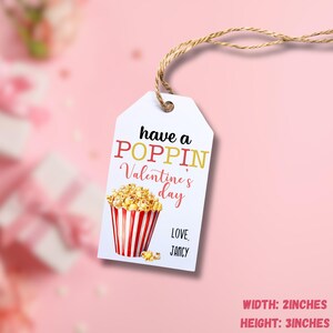 PRINTED Have a Poppin Valentines Day With Twine Included,valentines Tag ...
