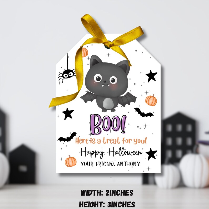 Printed Halloween Gift Tags,trick or Treats Bag Tags,halloween Party ...