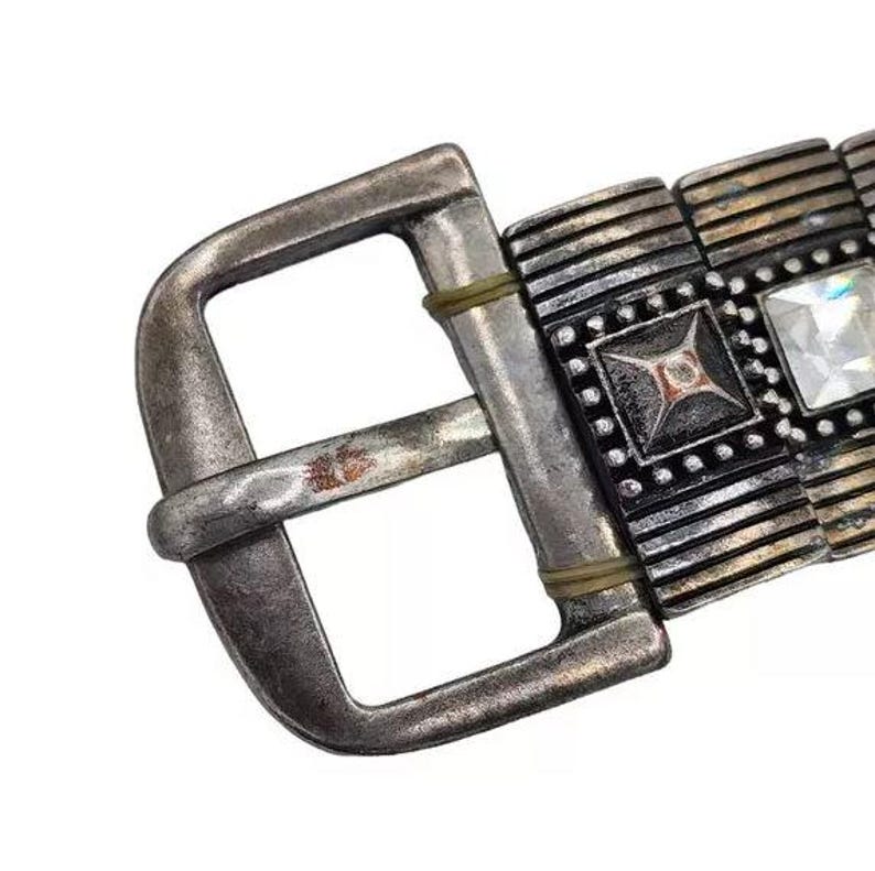 Vintage Silver Tone Crystal Belt Buckle Bracelet - Etsy