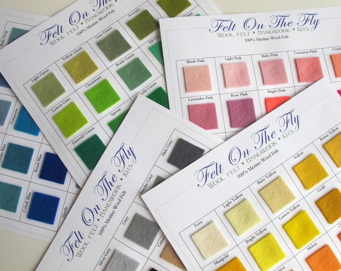 Wool Felt Color Card Set 96 Color Samples 100% Wool Felt - Etsy