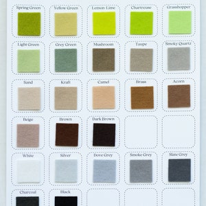100% Wool Felt, Sampler, Swatches, CHOOSE TWELVE COLORS, Your Choice ...