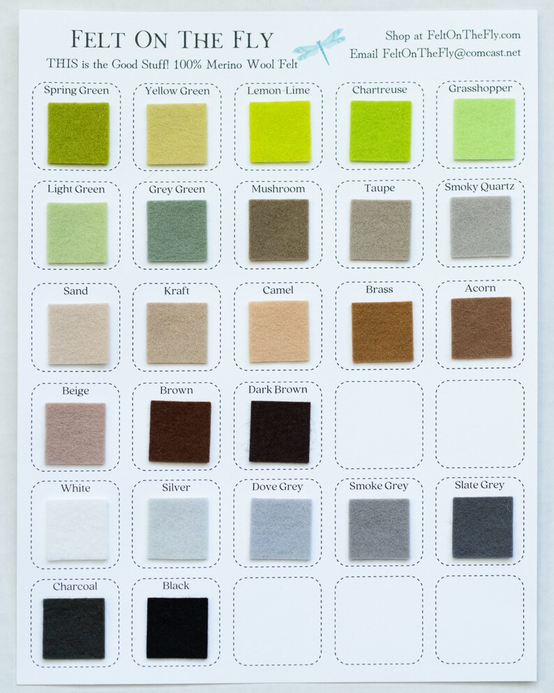 100% Wool Felt Sampler Swatches CHOOSE TWELVE SWATCHES - Etsy