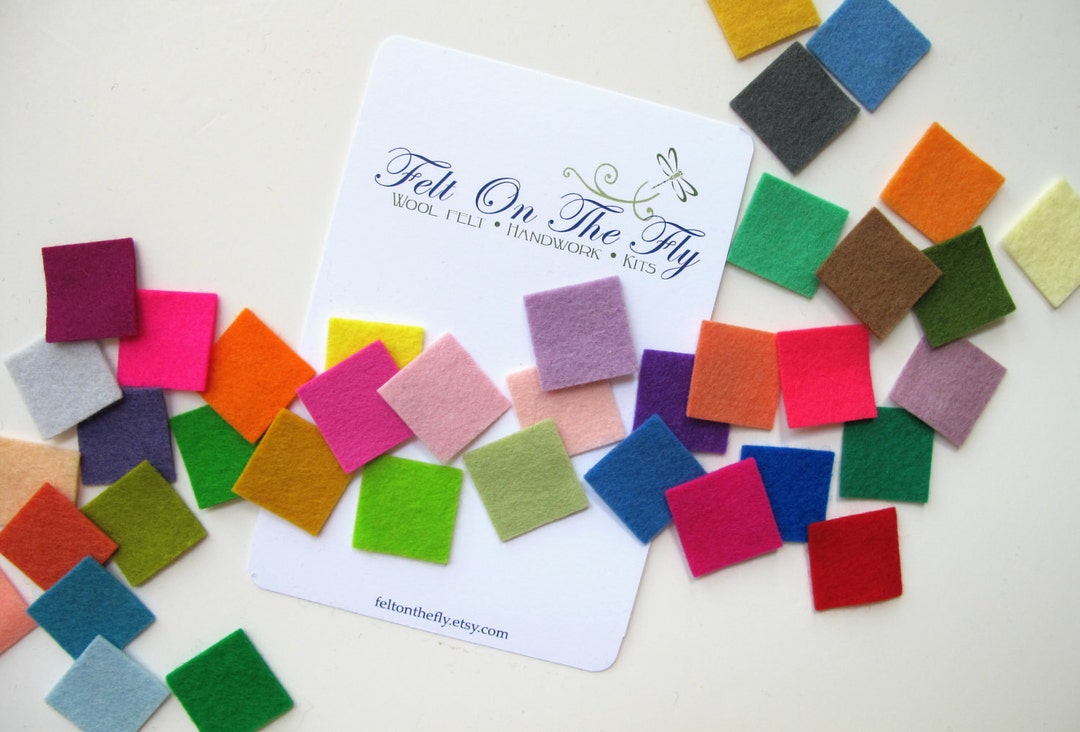 100% Wool Felt, Sampler, Swatches, CHOOSE TWELVE COLORS, Your Choice ...