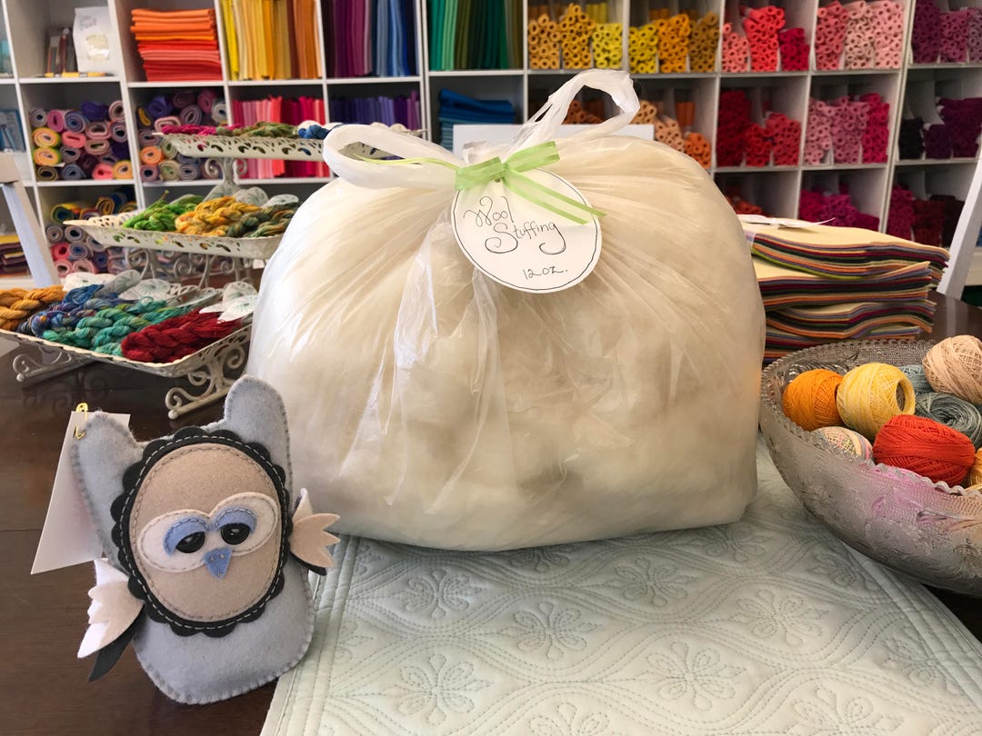 Wool Stuffing, Pure Wool, Twelve Ounces, Large Bag, Plush Filling ...