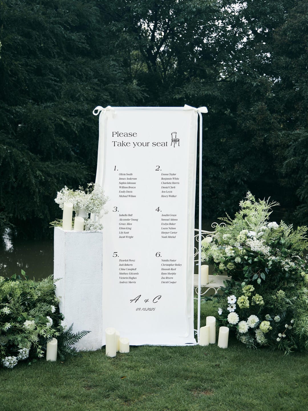 Fabric Wedding Seating Chart, Linen Table Plan, Customized Wedding Sign ...